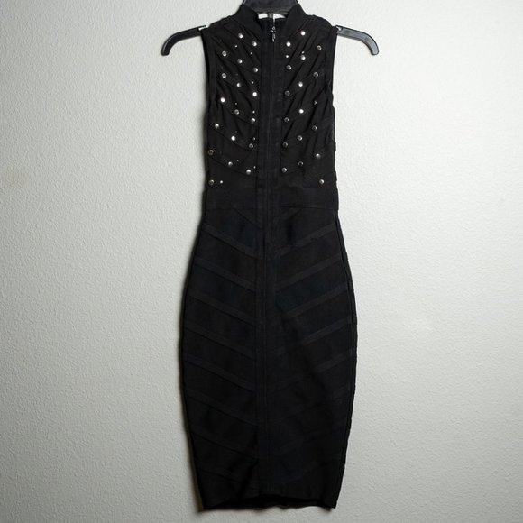 Meilun | Dresses | Meilun Black Shear Mesh Dress With Studs Mesh Rivets ...